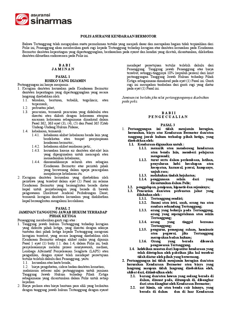 Wording Polis SOF-SINARMAS | PDF