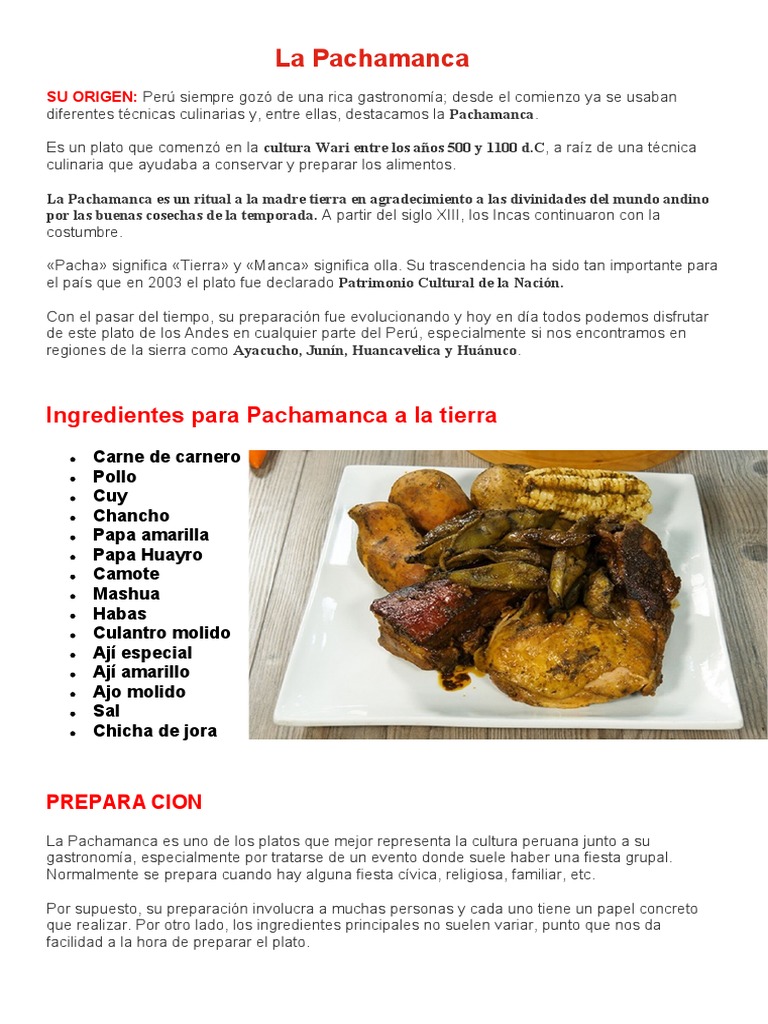 La Pachamanca | PDF | Batata | Alimentos
