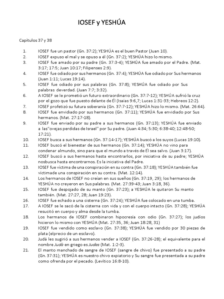 Parallels Between Iosef and Yeshúa | PDF | Contenido bíblico