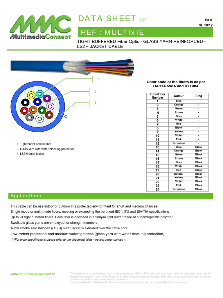 MMC Indoor TIGHT BUFFERED LSZH Fiber Cable-MULTIxIE - GB - Ed6 | PDF ...