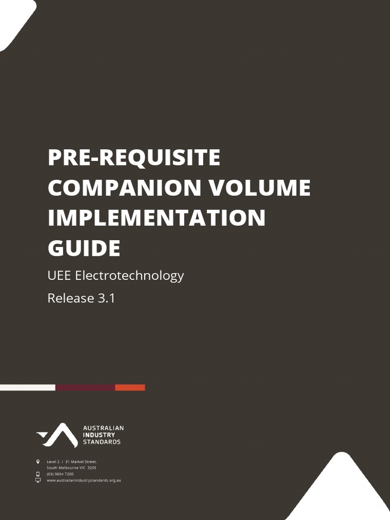 UEE Release 3.1 Electrotechnology Pre-Requisites Companion Volume | PDF ...