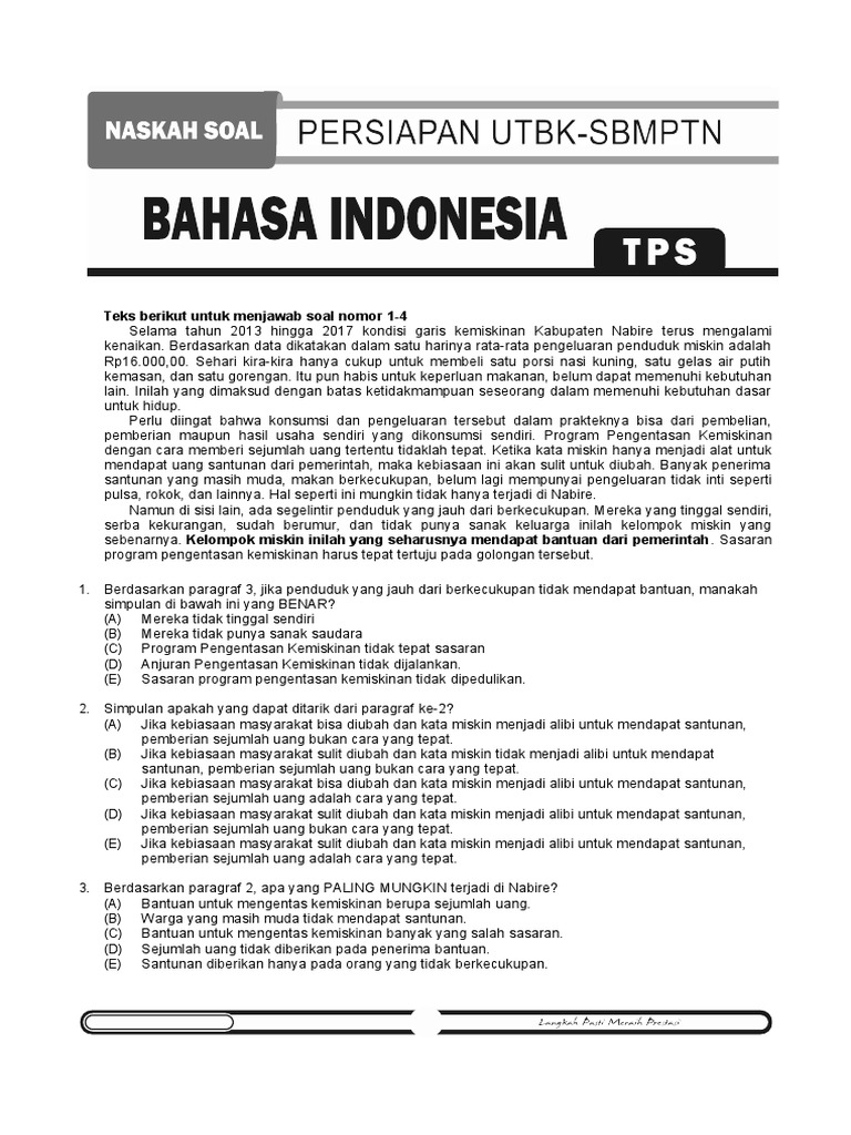 Bahasa Indonesia - UTBK - 2020 | PDF