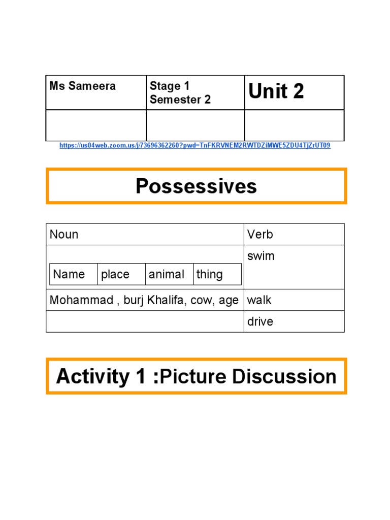 Possessives & Family Vocabulary | PDF