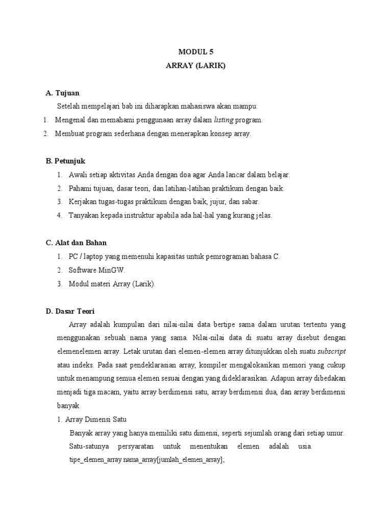 Modul Praktikum Array | PDF