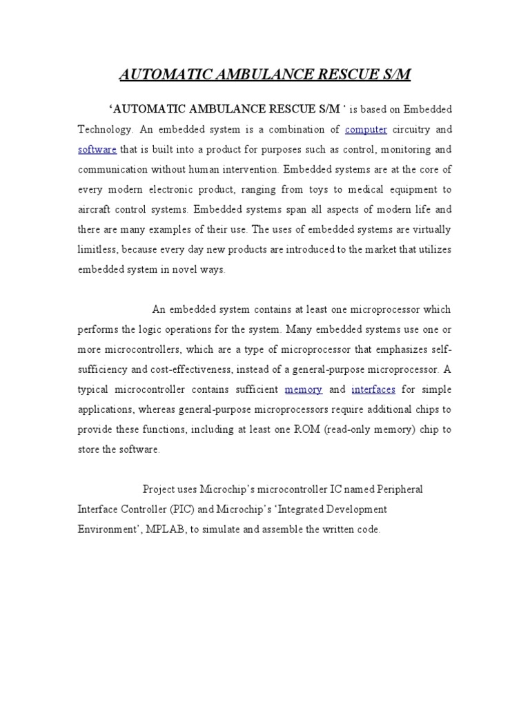 12automatic Ambulance Rescue Sm Pdf Embedded System Microcontroller 