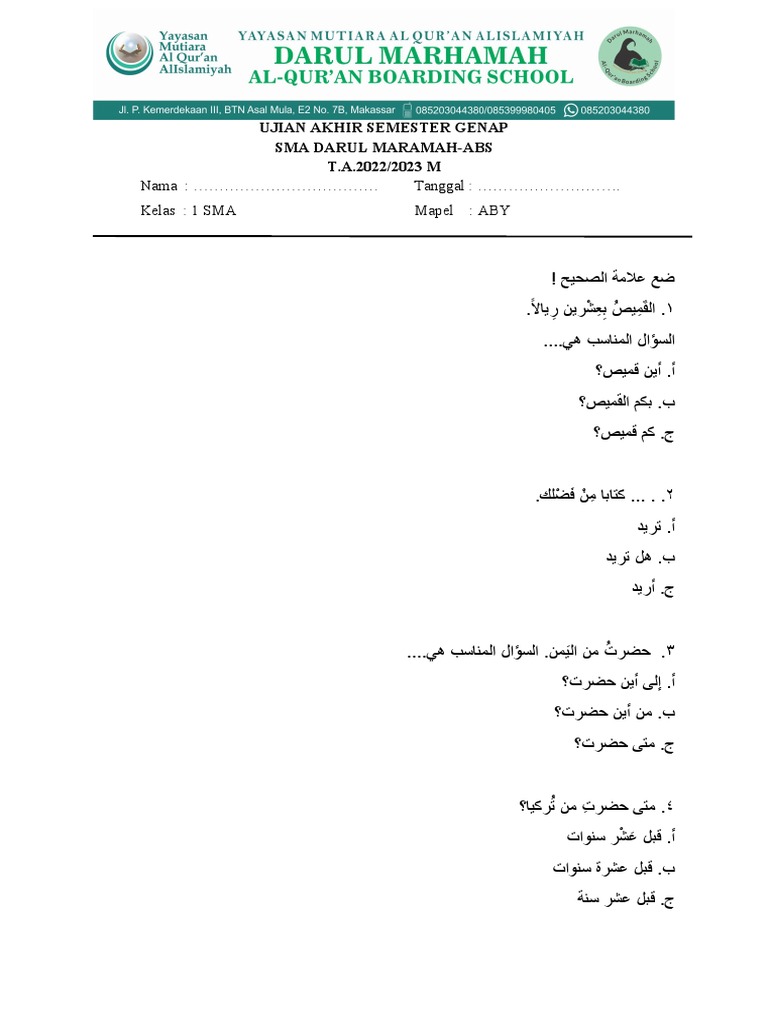 Soal Aby 1 Sma Genap | PDF