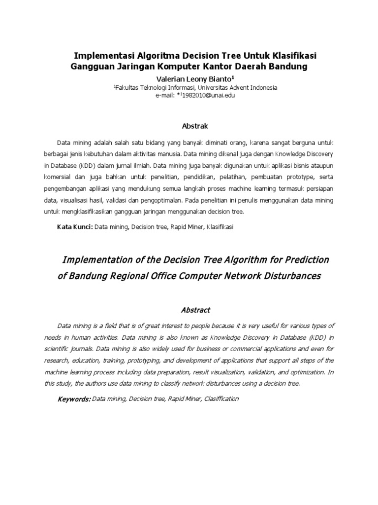 Implementasi Algoritma Decision Tree Untuk Klasifikasi Gangguan ...