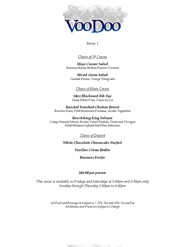 Main Menu | PDF | Louisiana Creole Cuisine | Salad