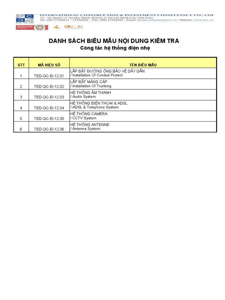 TED-QC-EI-12.01 To 06 - He Thong Dien Nhe | PDF