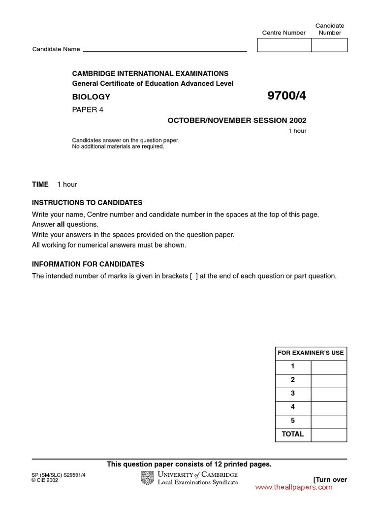 9700 w02 QP 4 PDF | PDF | Liver | Hepatocyte