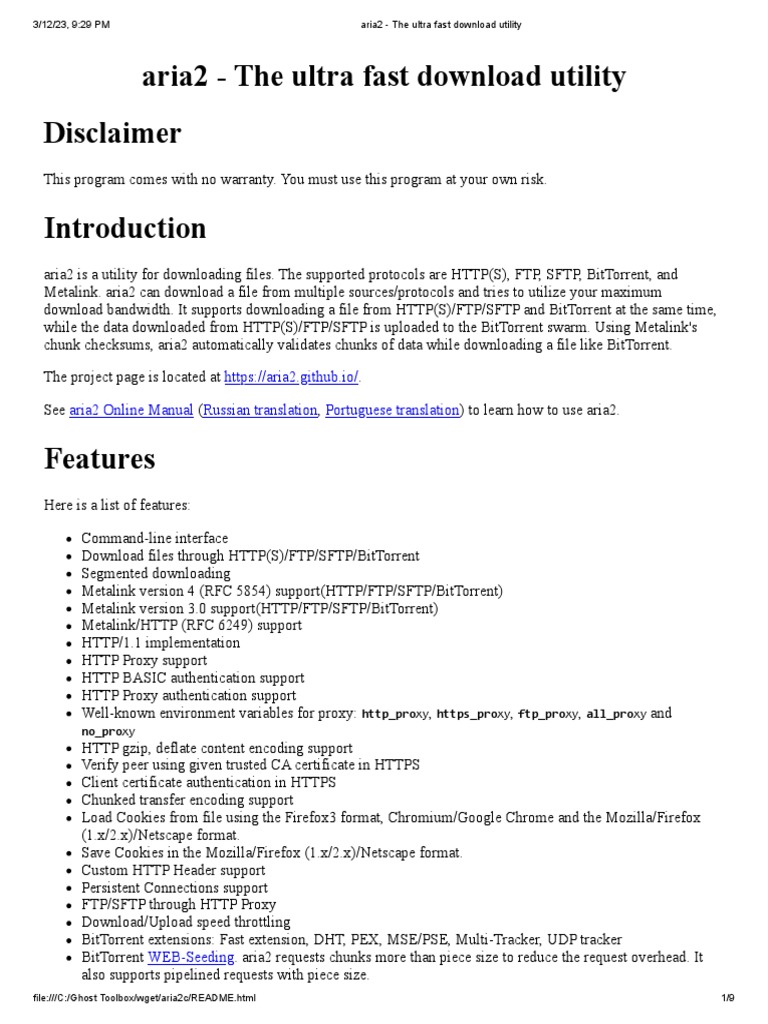 Aria2 - The Ultra Fast Download Utility | PDF | File Transfer Protocol | Hypertext Transfer Protocol