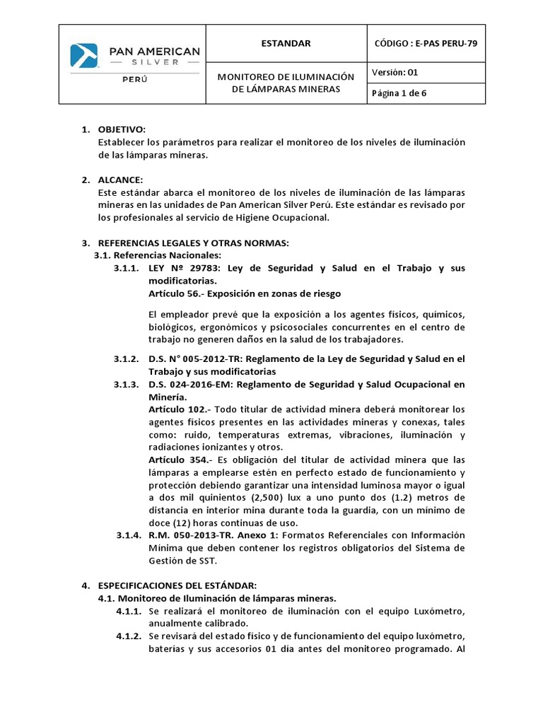 E-PAS PERU-79 Monitoreo de Iluminación de Lamparas Mineras | PDF ...