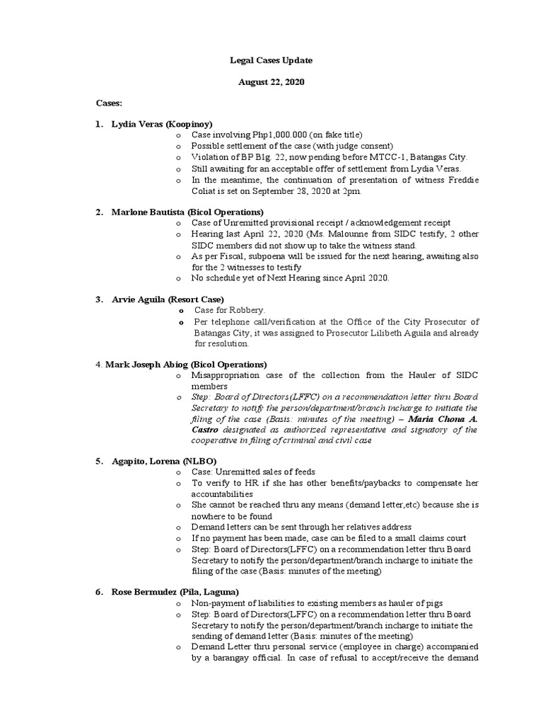 Legal Cases Update 8212020 | PDF | Common Law | Justice