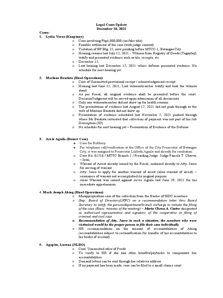 Legal and Property Cases Update 2021 | PDF | Witness | Common Law