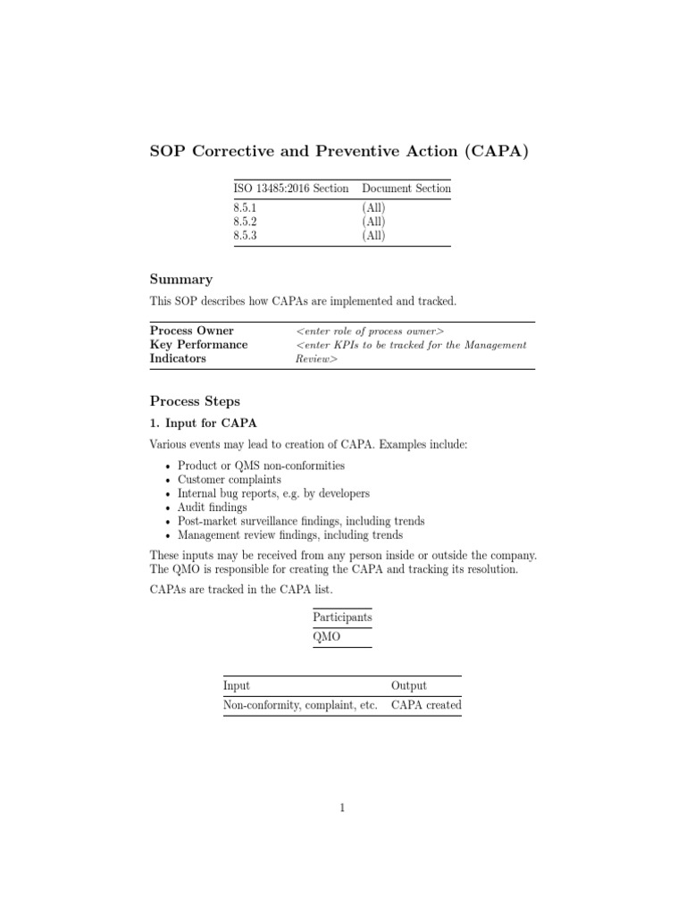 Sop Capa PDF | PDF | Verification And Validation | Medical Device