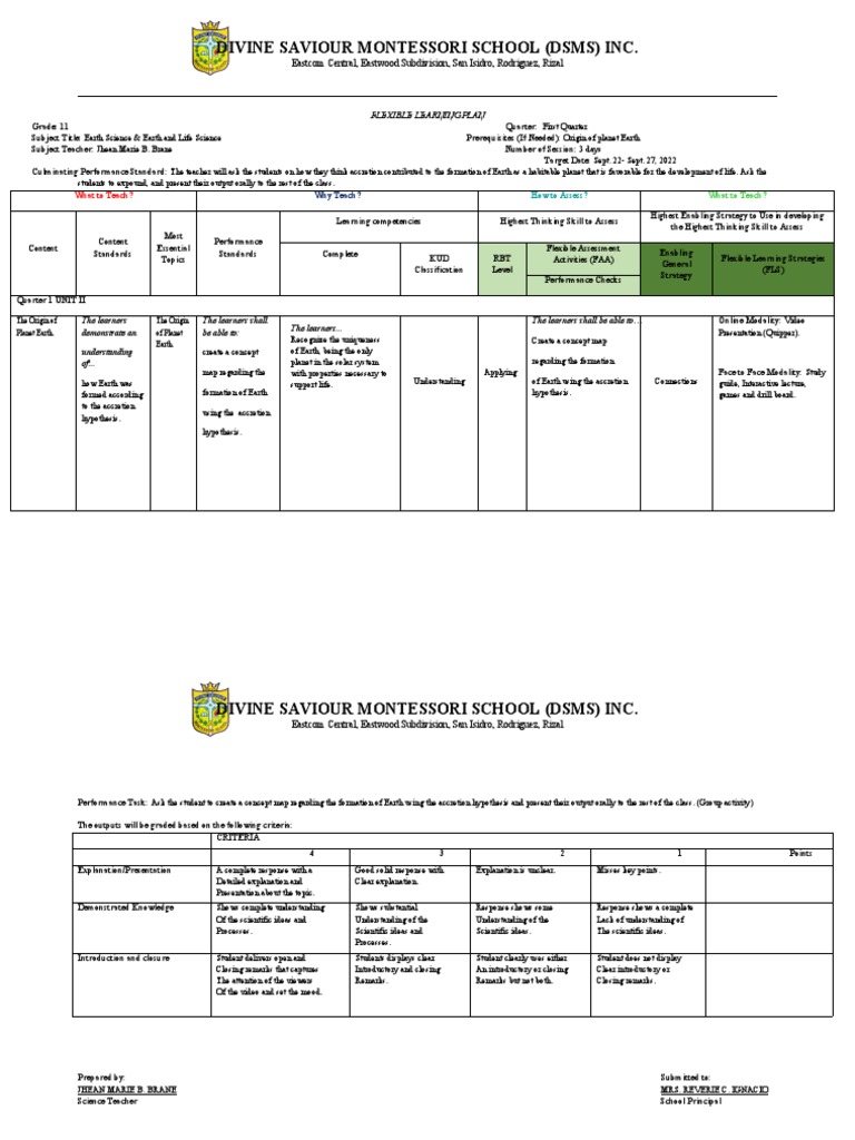 Flexible Learning Plans for Earth Science | PDF | Learning | Matter