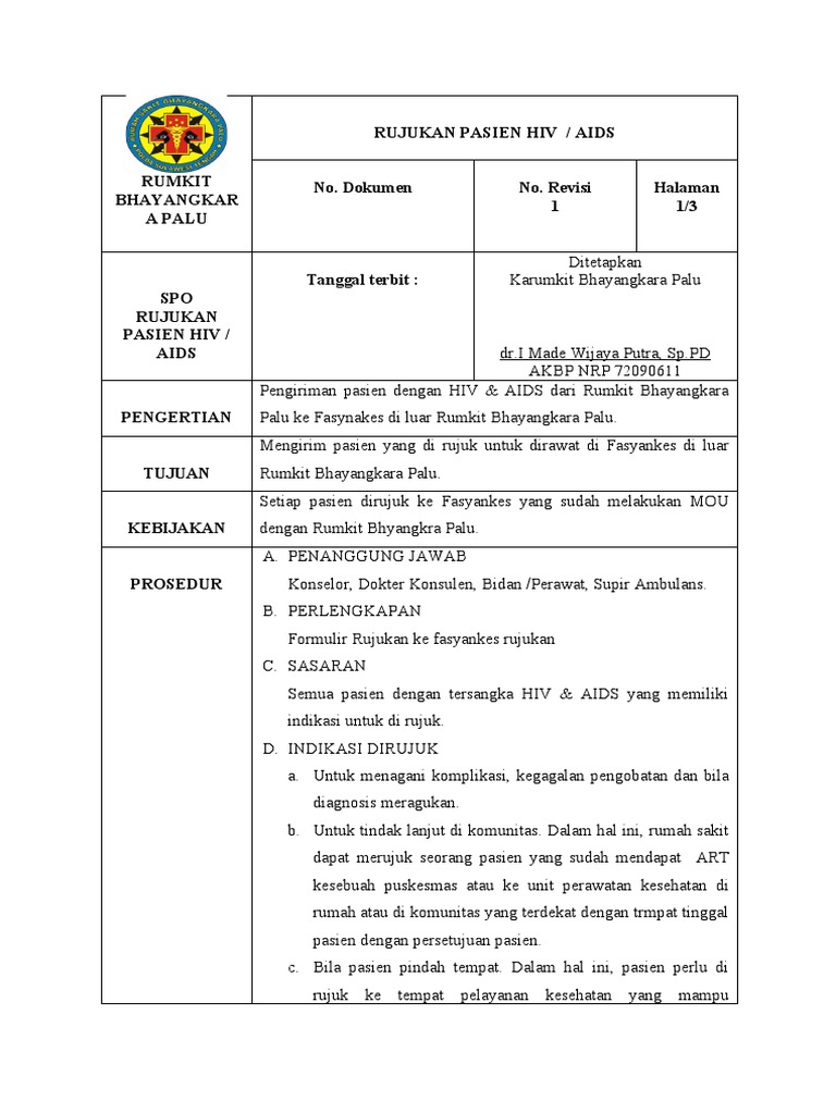 SOP RUJUKAN PASIEN HIV (SDH) | PDF