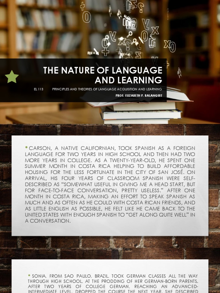 EL 103 1. The Nature of Language and Learning | PDF | Second Language ...