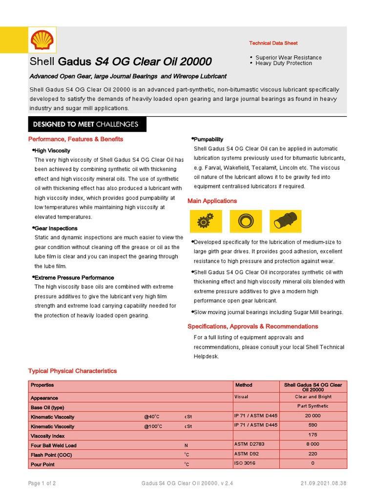 Shell Gadus S4 OG Clear Oil 20000 | PDF | Lubricant | Viscosity