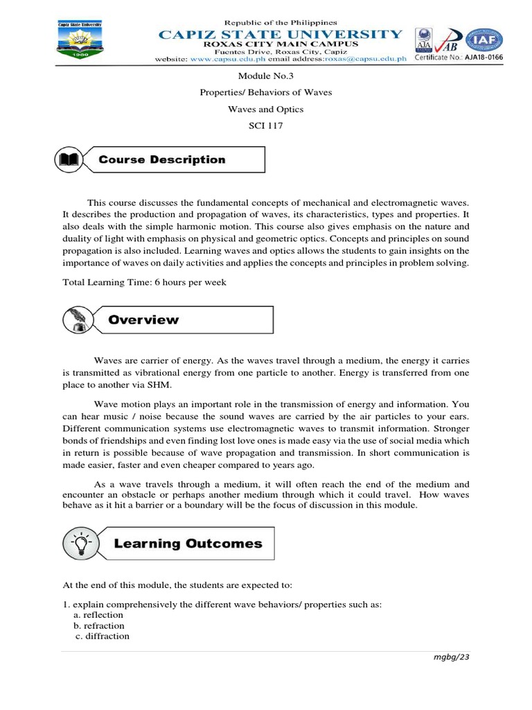 Module 3 PDF | PDF | Waves | Reflection (Physics)