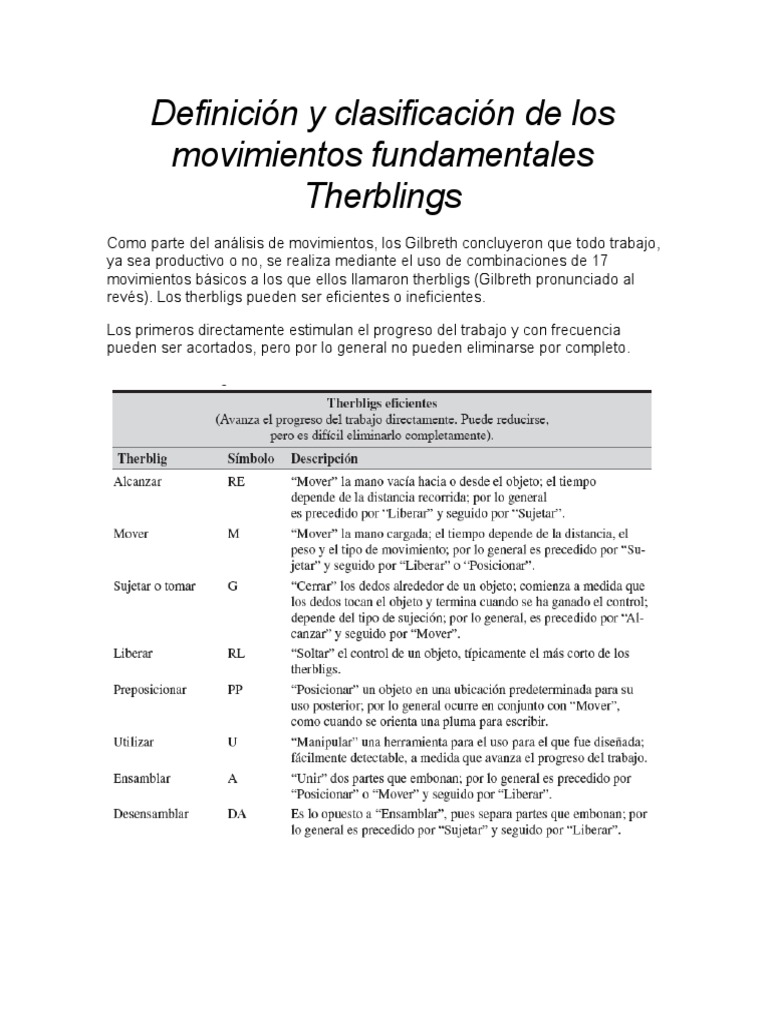 Análisis de Movimientos Therbligs | PDF