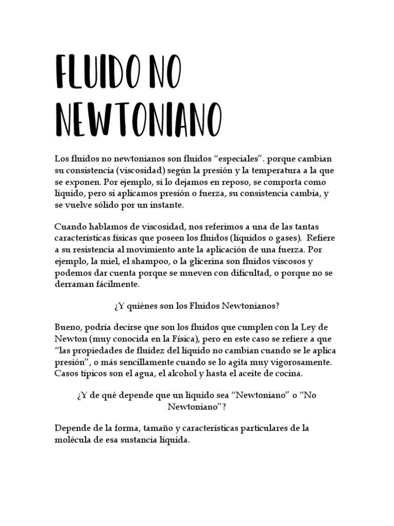 Fluido No Newtoniano | PDF | Líquidos | Viscosidad