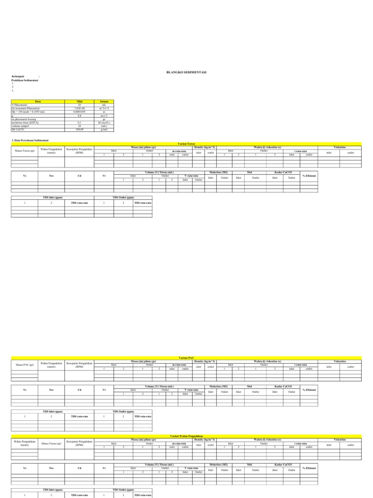Effects of Sedimentation Process Parameters on Sediment Density ...