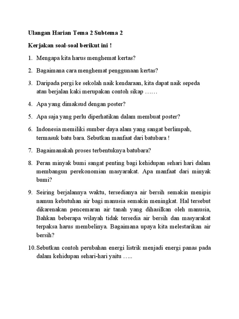 Tema 2 Sub 2 Kelas 4 | PDF