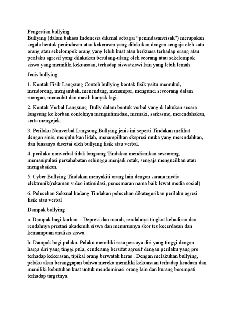 Pengertian bullying | PDF