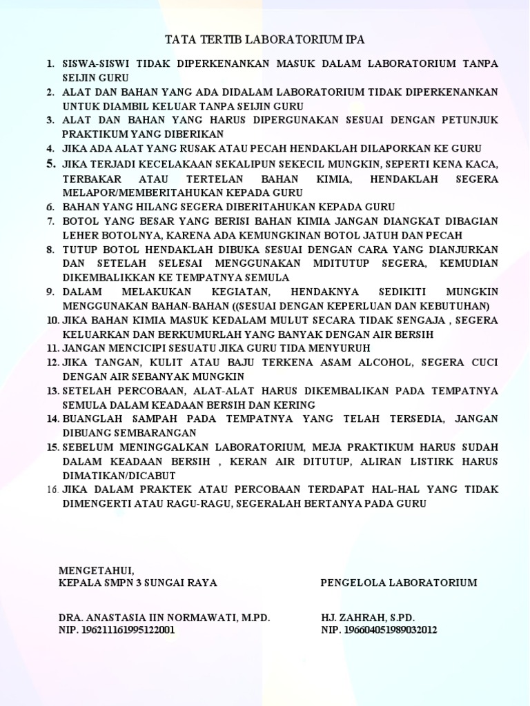 Tata Tertib Laboratorium Ipa | PDF