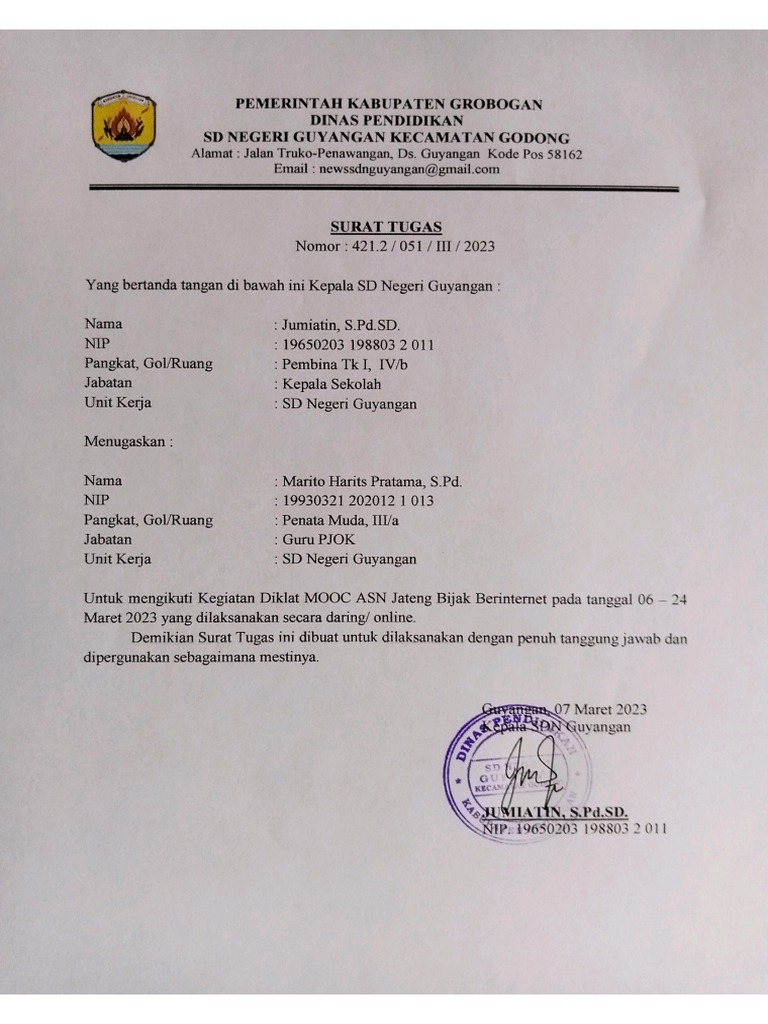 Surat Tugas Mooc PDF | PDF