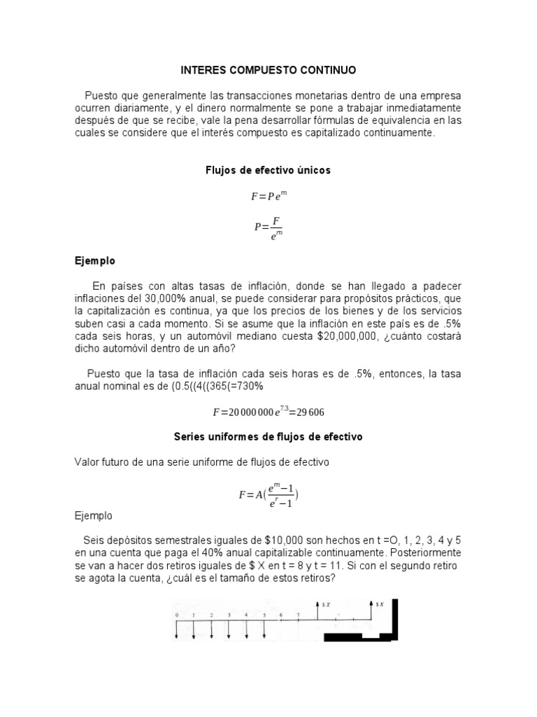 Fórmulas de Interés Compuesto Continuo | PDF | Inflación | Interés