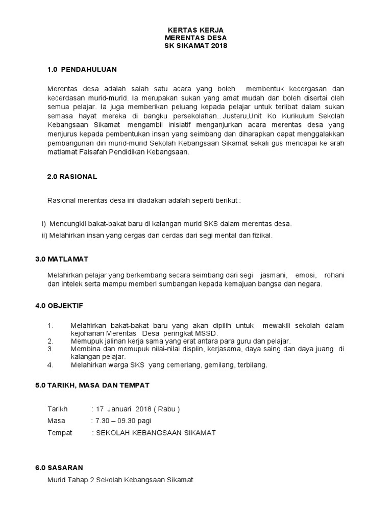 kertas kerja Merentas Desa.docx | PDF