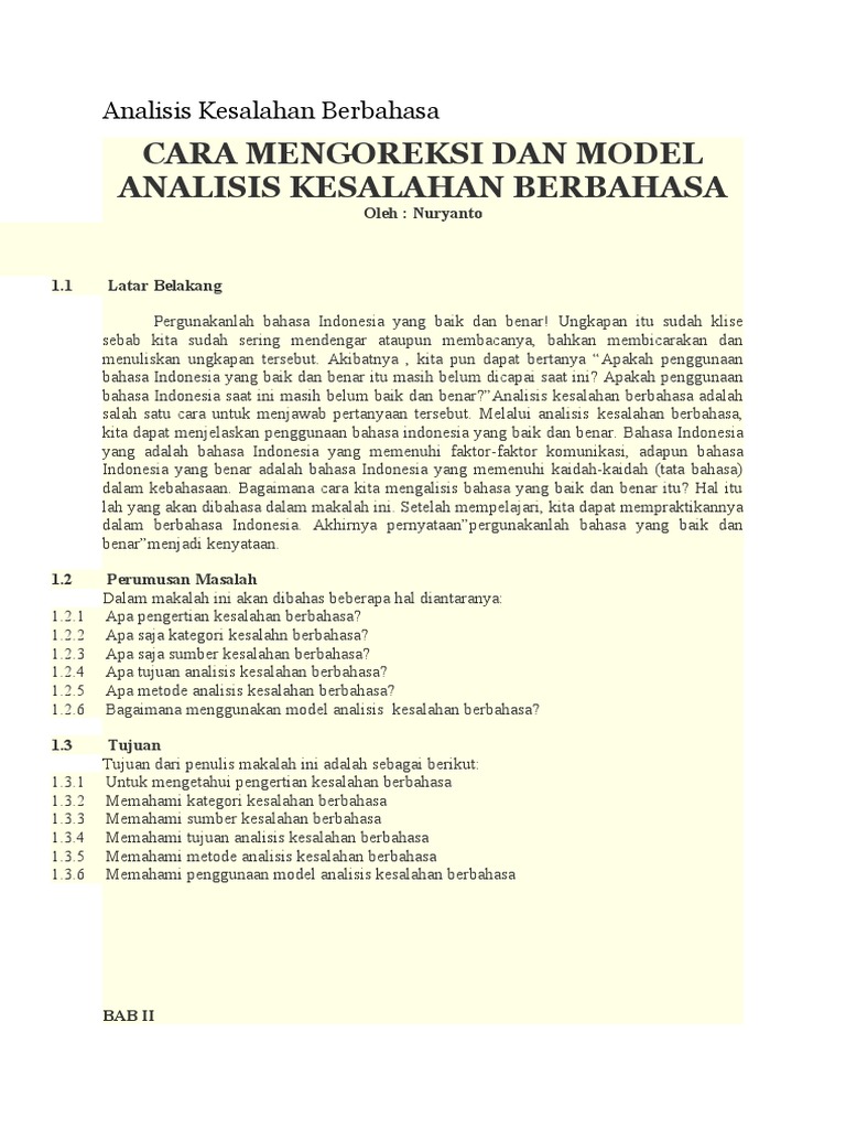 Analisis Kesalahan Berbahasa | PDF