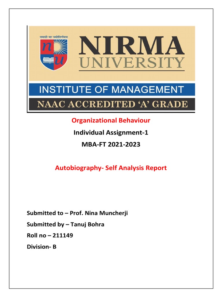 Tanuj Bohra - Division B - OB Individual Assignment PDF | PDF | Anger | Extraversion And ...