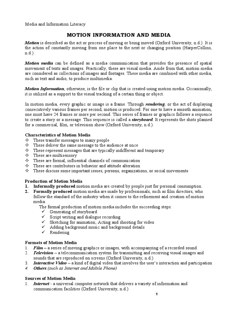 Mil - 2ND Motion Manipulative Multimedia Handouts | PDF | Multimedia ...