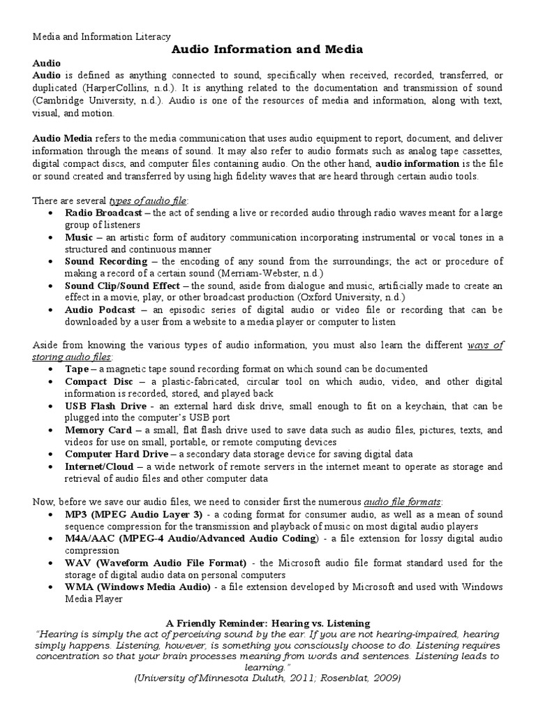 Mil - 2ND Audio Handouts | PDF | Digital Audio | Sound Recording And ...