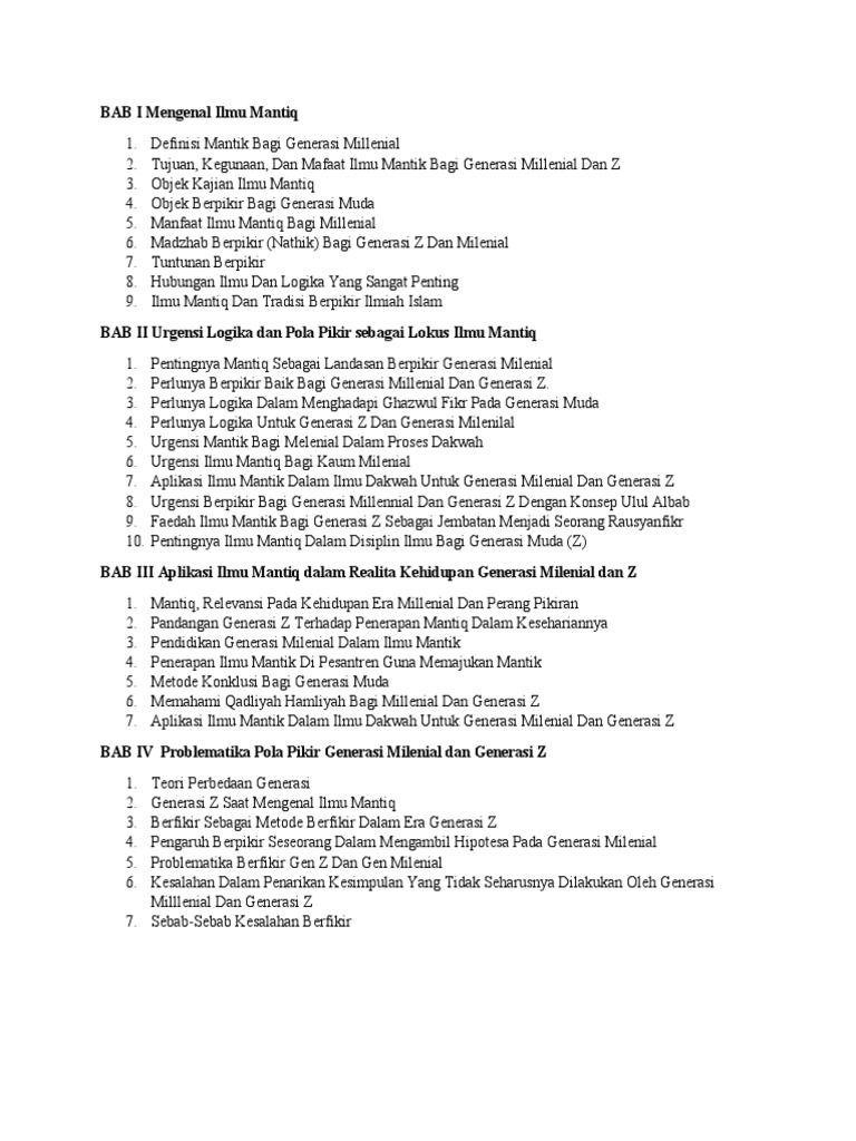 PEMBAGIAN BAB ILMU MANTIQ Fix | PDF