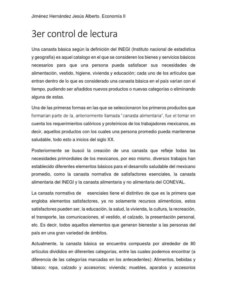 1.3 Control de Lectura PDF | PDF | Alimentos | Leche