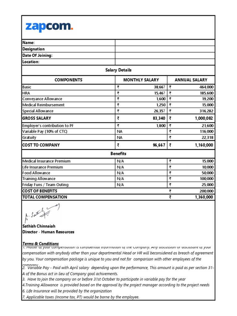 CTC Breakdown and Salary Components | PDF | Salary | Life Insurance