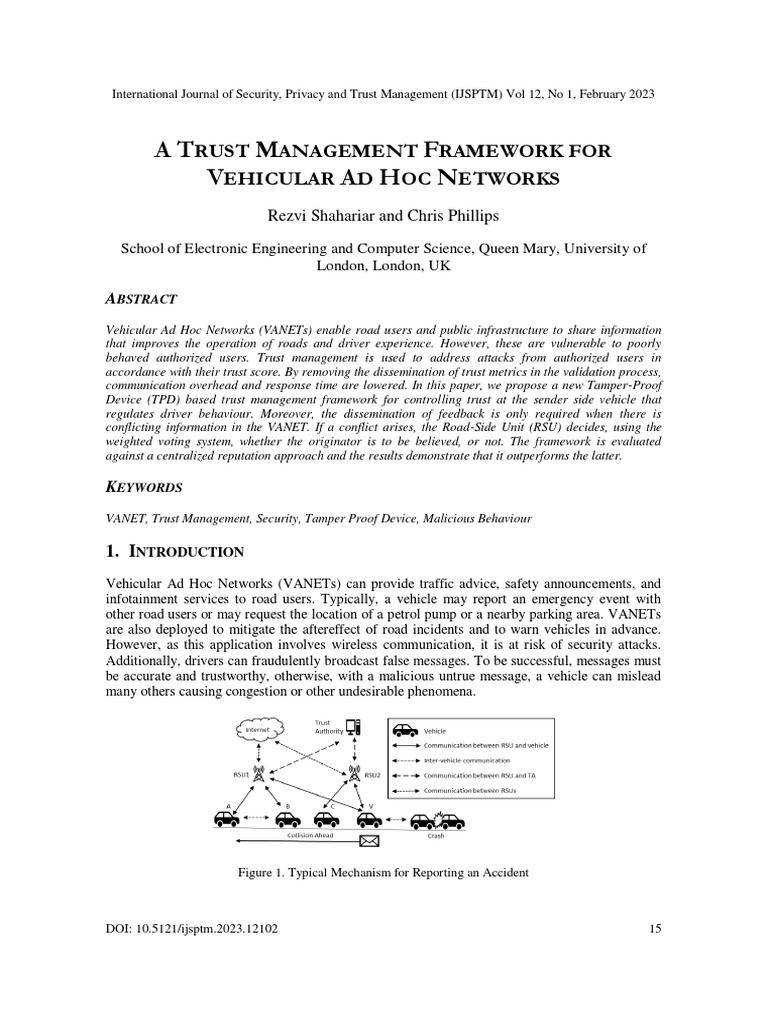 A Trust Management Framework For Vehicular Ad Hoc Networks Pdf