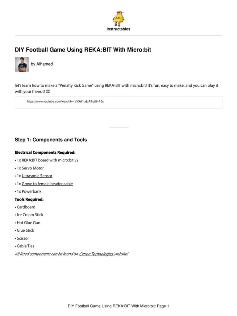 Build a DIY Football Penalty Kick Game Using the REKA:BIT and Micro:bit | PDF | Manufactured Goods