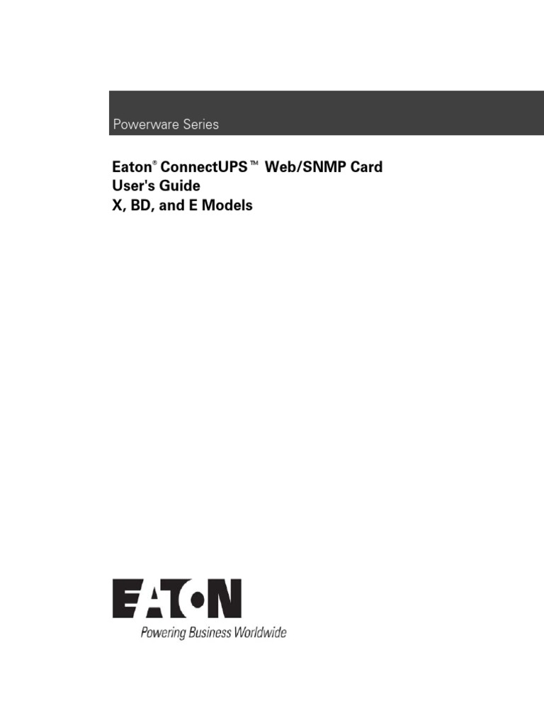 Eaton Connectups Web SNMP X BD e Models User Guide | PDF