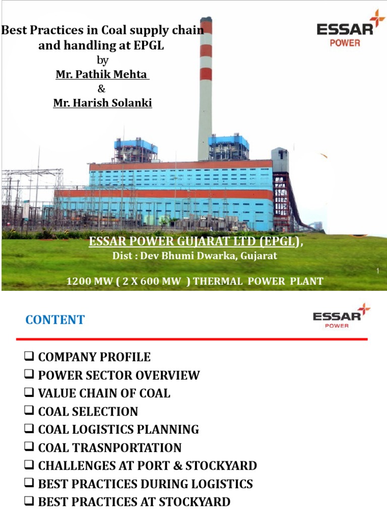Best Practices in Coal Manangement at Essar Power Gujarat Limited | PDF | Coal | Port