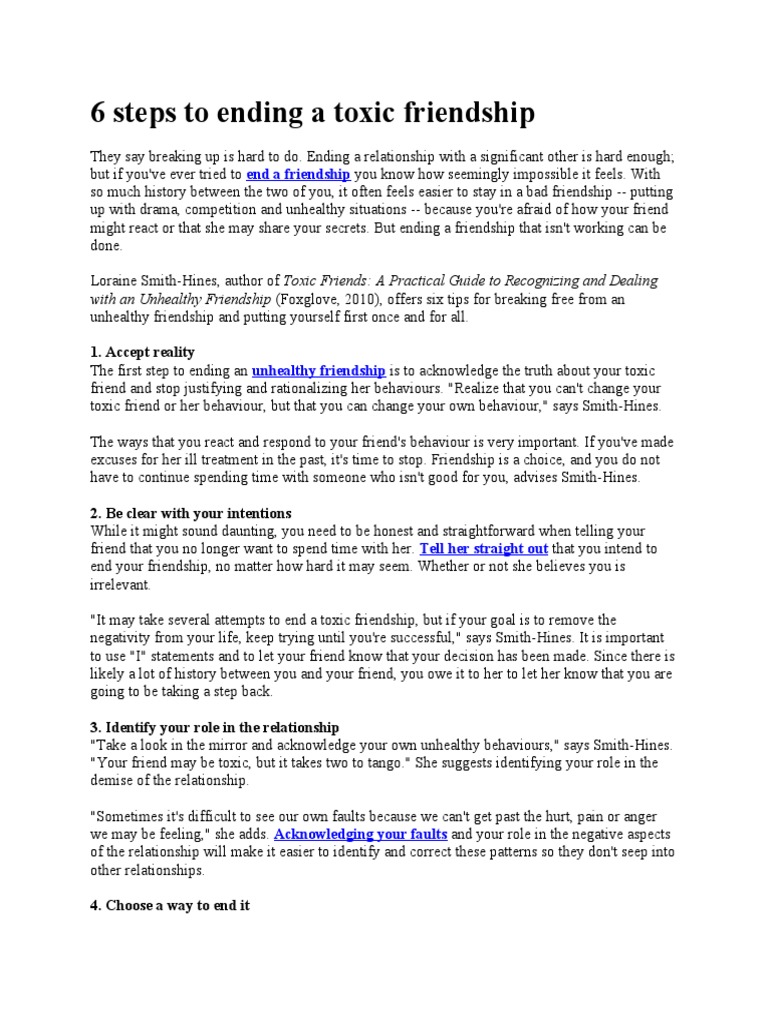 6 Steps To Ending A Toxic Friendship | PDF | Forgiveness | Psychotherapy