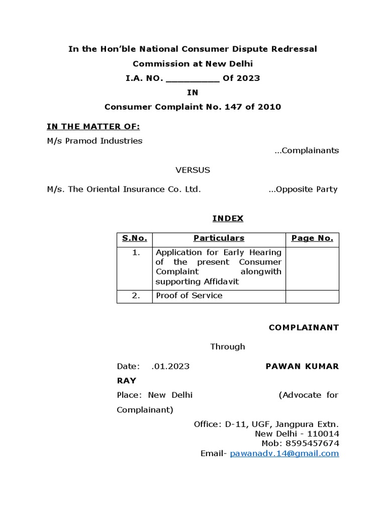 Early Hearing Application - R.L. Batheja | PDF | Affidavit | Judiciaries