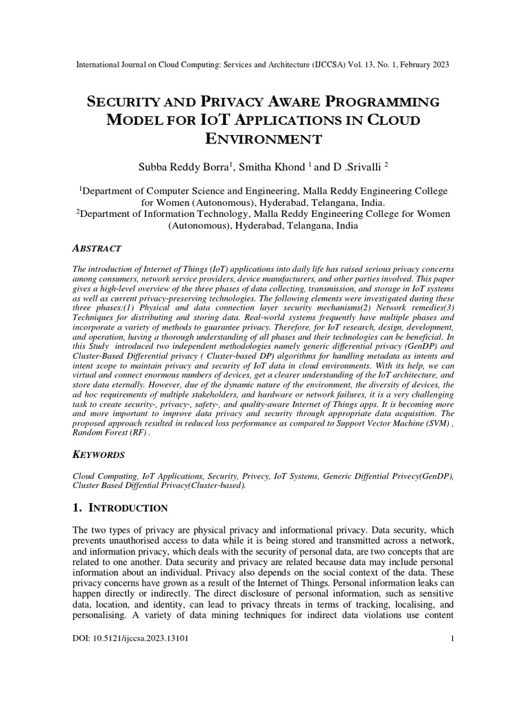 Security and Privacy Aware Programming Model For Iot Applications in ... Security and Privacy Aware Programming Model For Iot Applications in ...