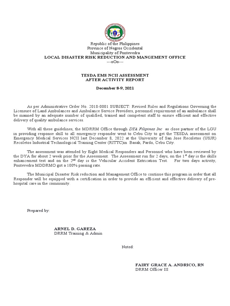 After Activity Report Ems Cebu | PDF | Emergency Medical Services ...