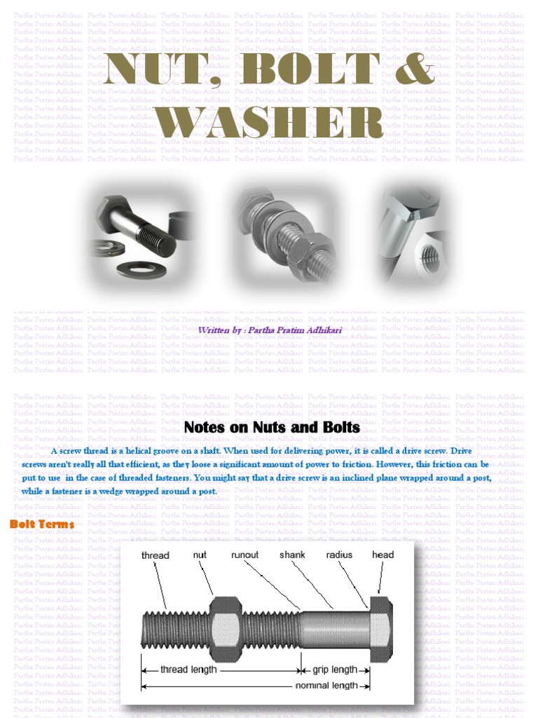 Bolt Terms Explained | PDF | Screw | Tools