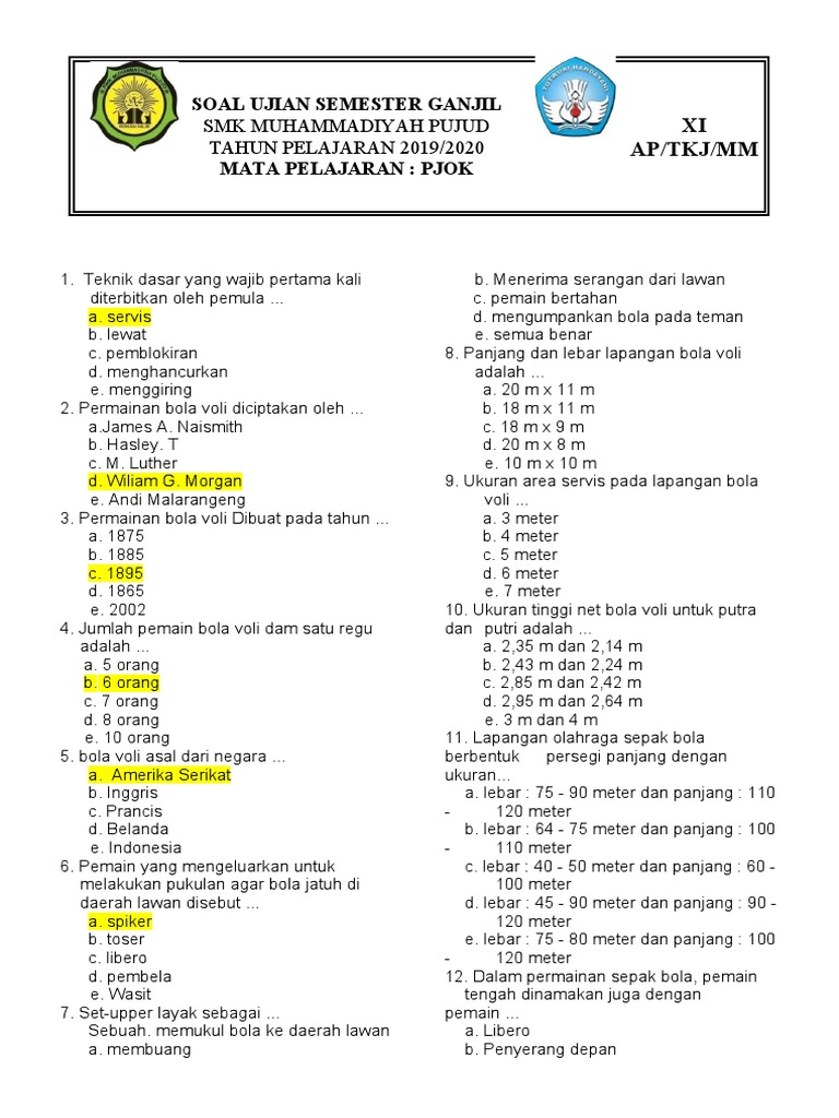 Soal Ujian Semester Ganjil Kelas Xi | PDF
